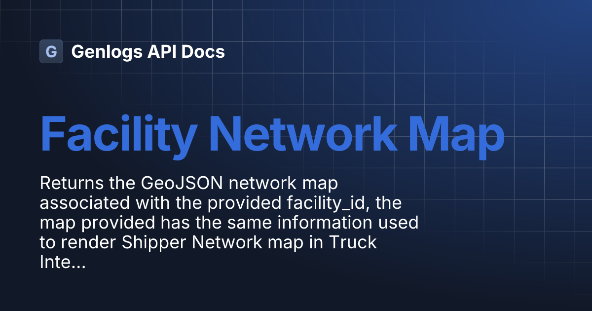 Facility Network Map | Genlogs API Docs